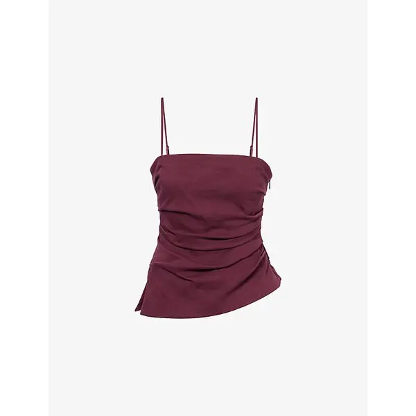 Simkhai Emerson Ruched Cotton-blend Bustier Top - Fig