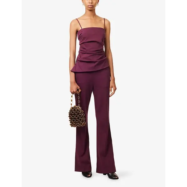 Simkhai Emerson Ruched Cotton-blend Bustier Top - Fig