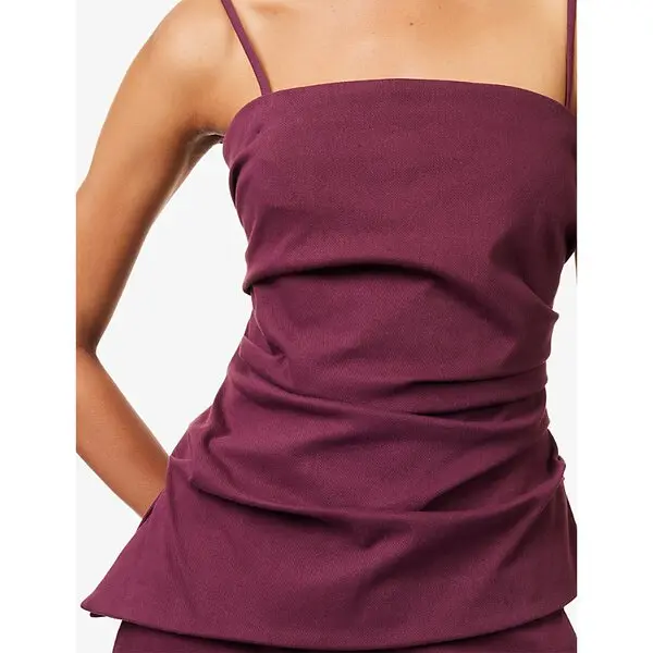 Simkhai Emerson Ruched Cotton-blend Bustier Top - Fig
