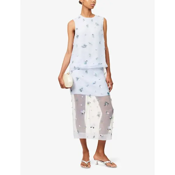 Simkhai Celia Sequin-embellished Organza Top