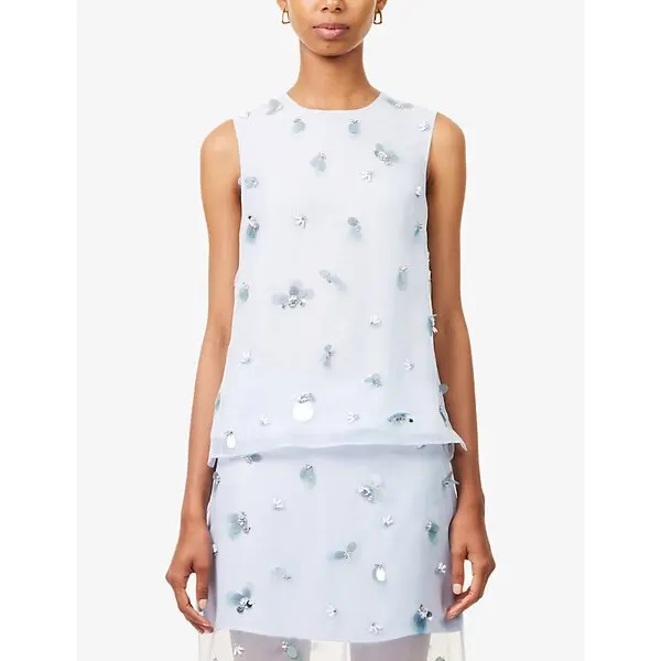 Simkhai Celia Sequin-embellished Organza Top