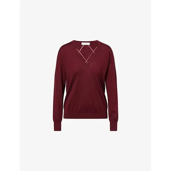 Dries Van Noten Tuomas V-neck Wool Jumper - Wine