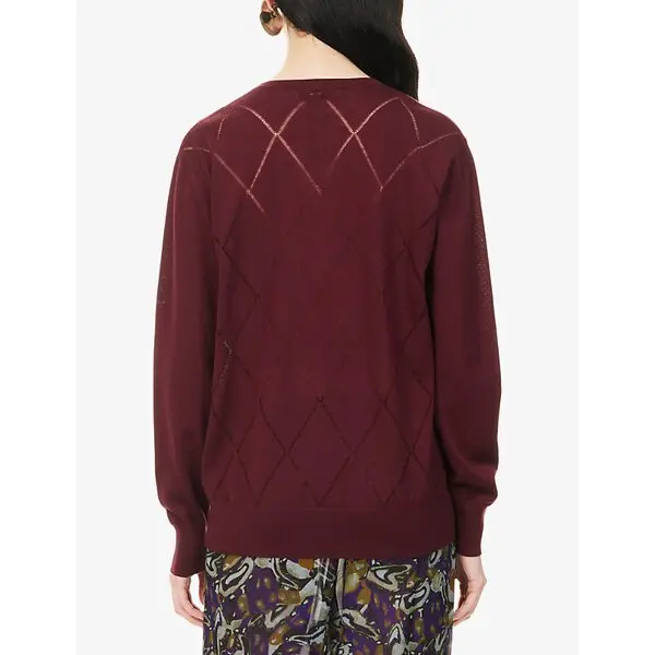 Dries Van Noten V-neck Wool Jumper With Textured Back Pattern