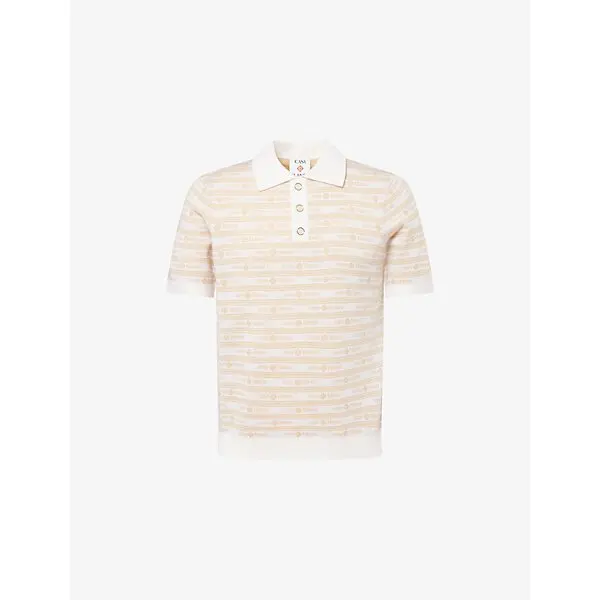 Casablanca Wordmark Short-sleeve Wool Polo Shirt - Camel