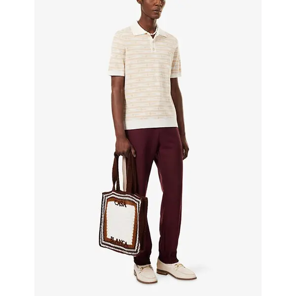 Casablanca Wordmark Short-sleeve Wool Polo Shirt - Camel
