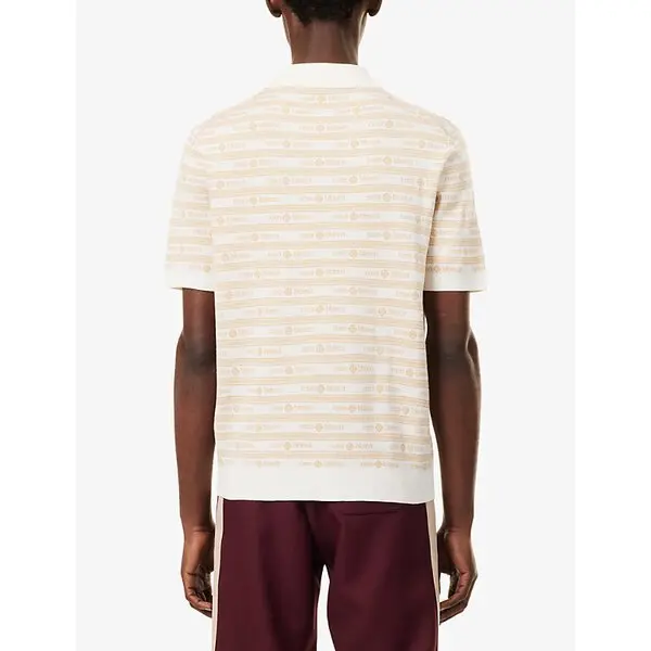 Casablanca Wordmark Short-sleeve Wool Polo Shirt - Camel