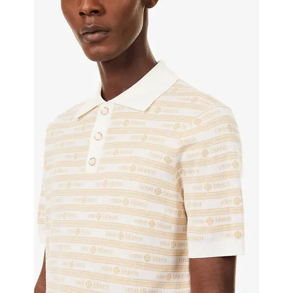 Casablanca Wordmark Short-sleeve Wool Polo Shirt - Camel
