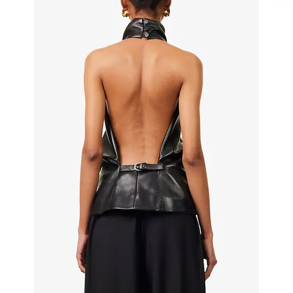 Khaite Halter-neck Leather Top