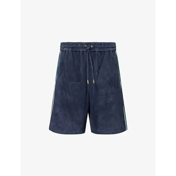 Casablanca Suede Shorts With Brand Print And Contrast Piping