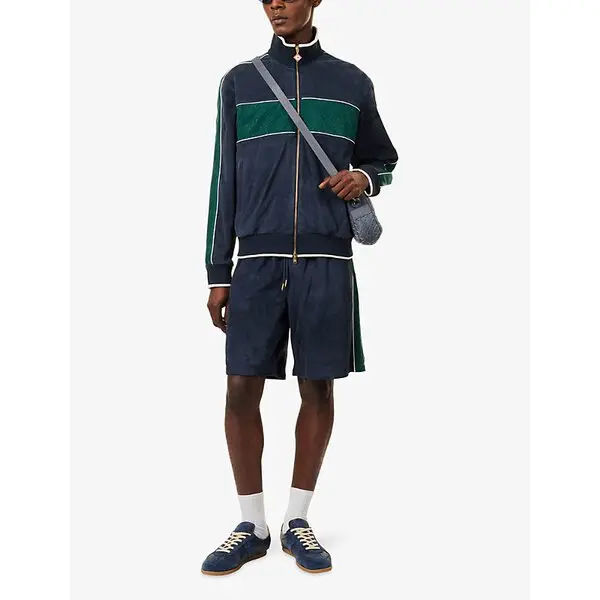 Casablanca Suede Shorts With Brand Print And Contrast Piping