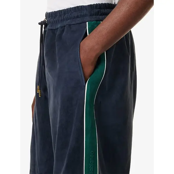 Casablanca Suede Shorts With Brand Print And Contrast Piping