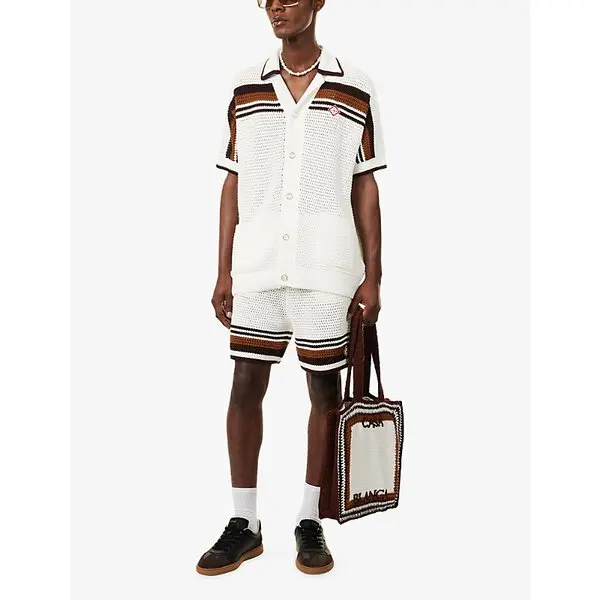 Casablanca Crochet Short-sleeve Cotton Shirt