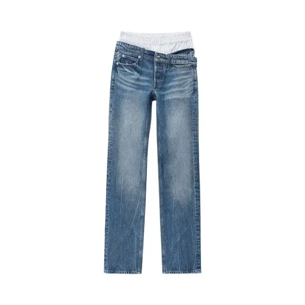 Alexander Wang Boxer And Drop Waistband Pre-styled Slim Jean 'vintage Marbled - Blue