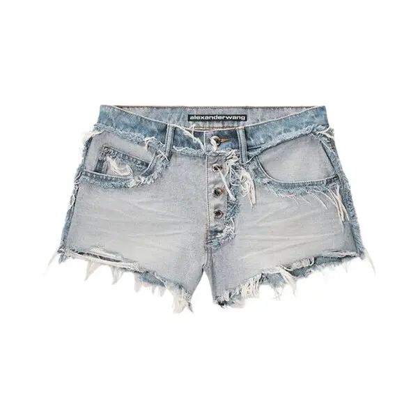 Alexander Wang Emboss Logo Inverted Mid Rise Short 'inverted Bleach - Blue