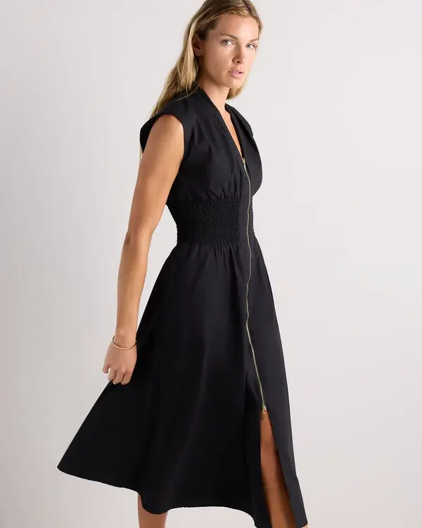 Quince Poplin Zip-front Midi Dress
