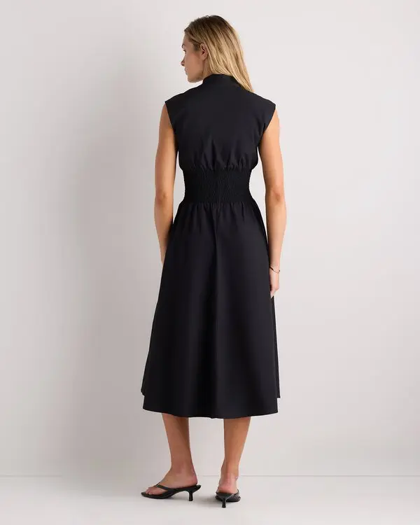 Quince Poplin Zip-front Midi Dress