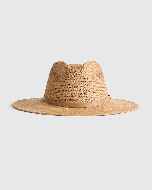 Quince Toquilla Straw Crochet Fedora - Rustic Tan