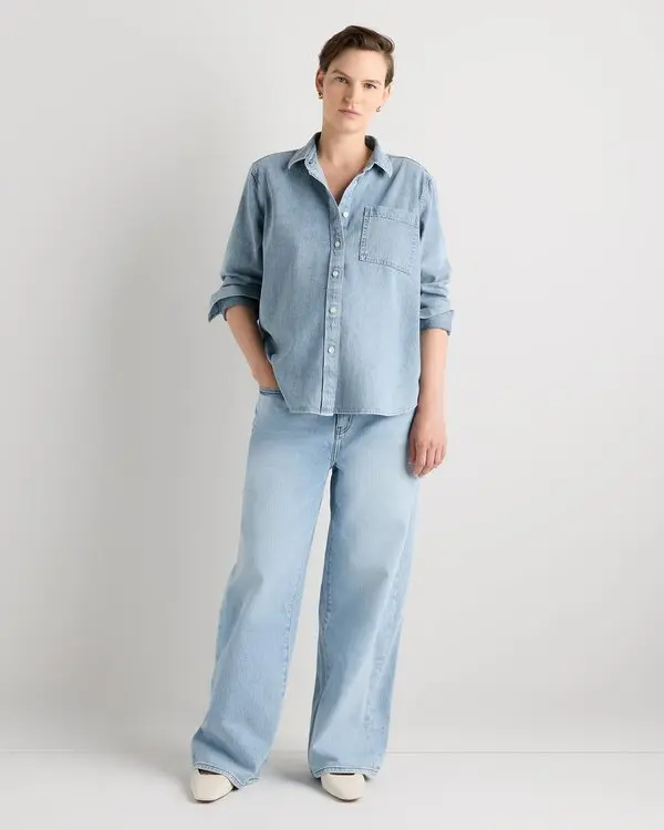 Quince Oversized Denim Maternity Shirt