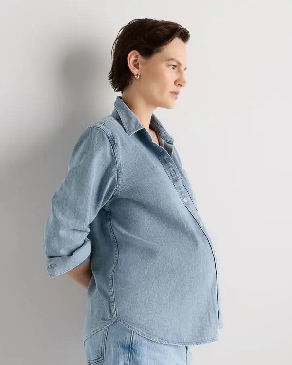 Quince Oversized Denim Maternity Shirt
