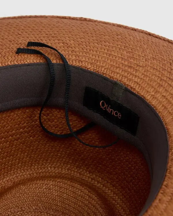 Quince Toquilla Straw Wide Brim Panama Hat - Chestnut Brown