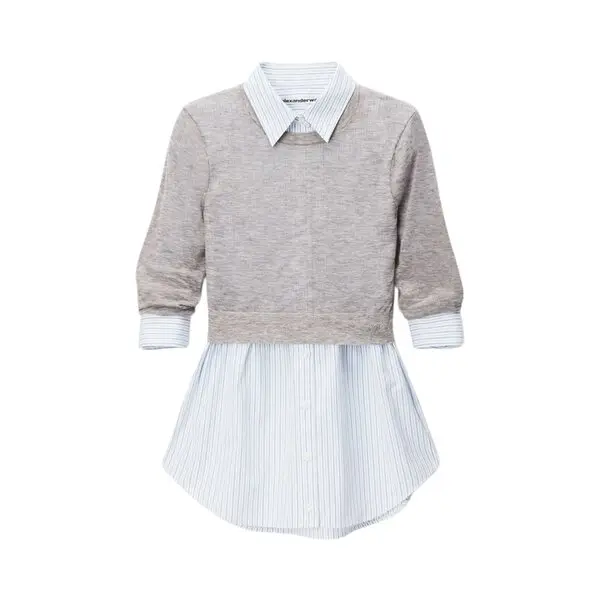 Alexander Wang Sheer Crewneck Button Up 'heather