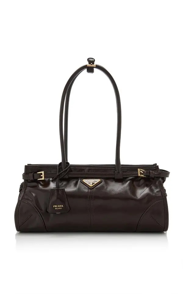 Prada Bonnie Leather Top Handle Bag - Brown