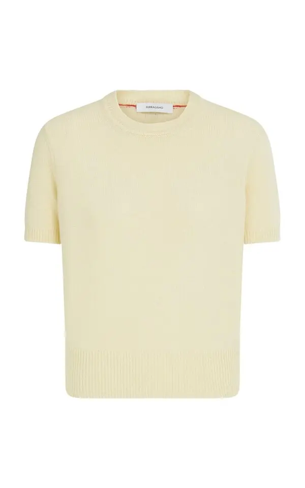 FERRAGAMO Cashmere Short Sleeve Sweater - Yellow