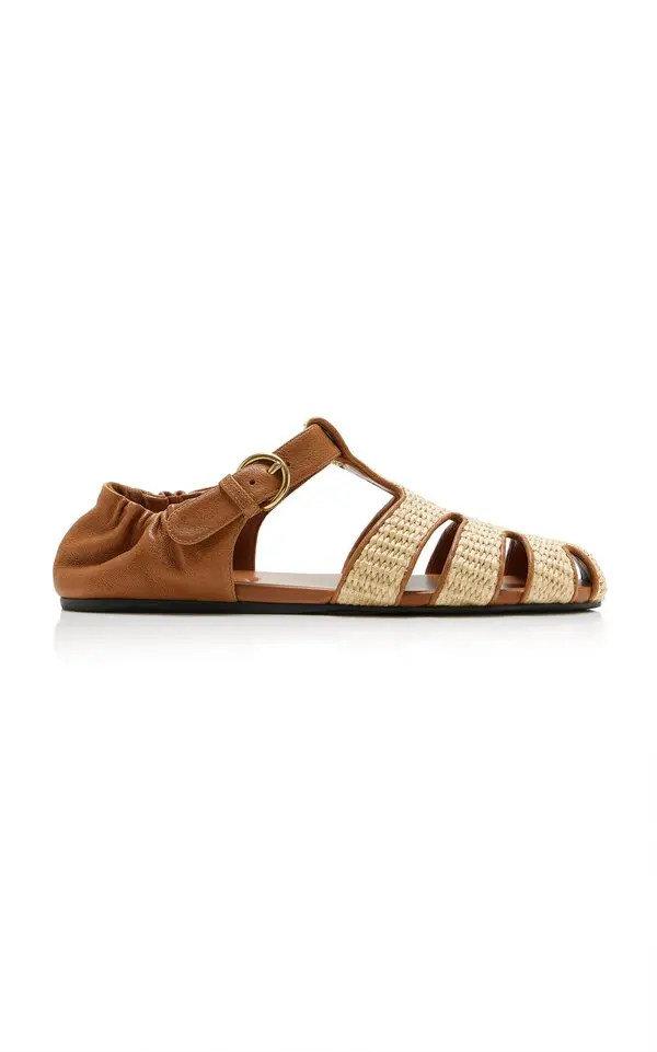 Miu Miu Raffia Fisherman Sandals - Neutral