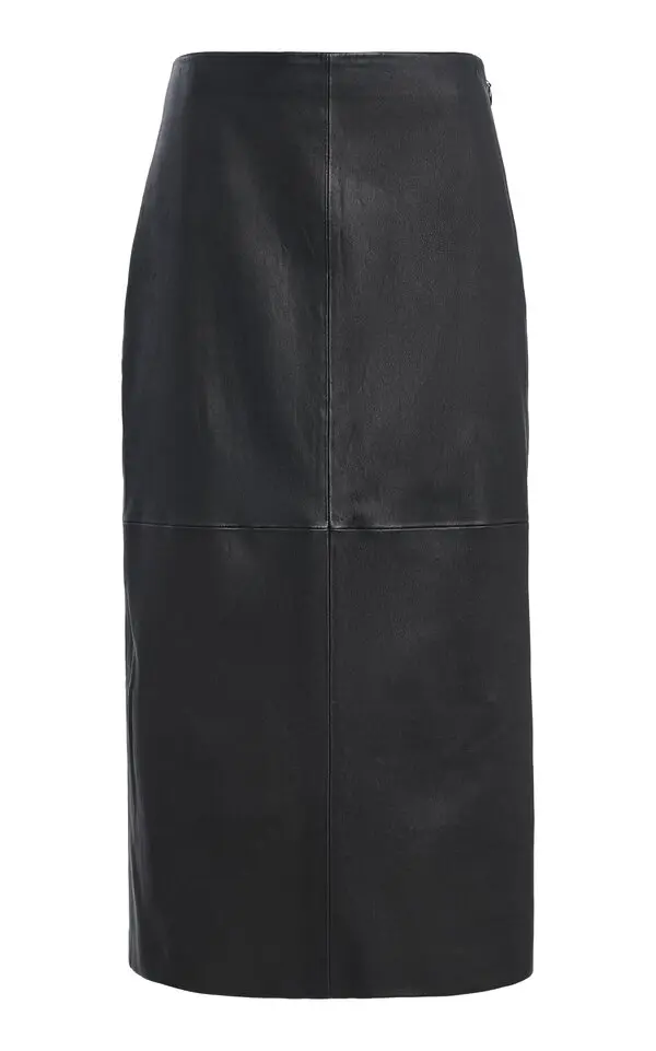 Simkhai Raven Leather Pencil Midi Skirt - Black