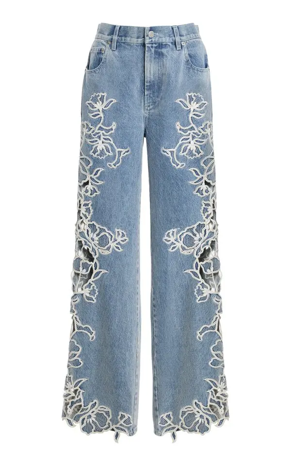 Simkhai Porter Rigid Mid-rise Wide-leg Jeans - Light Wash