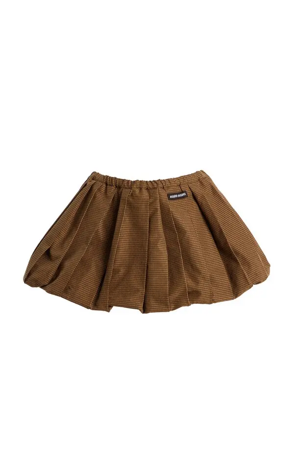 Miu Miu Checked Pleated Mini Skirt - Brown