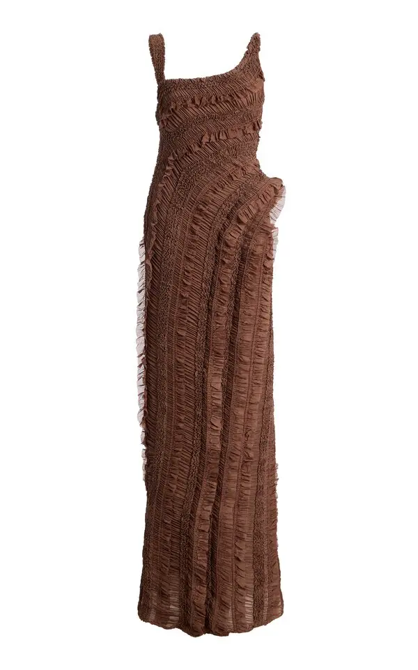 GEORGIA HARDINGE Renaissance Textured Organza Maxi Dress - Brown