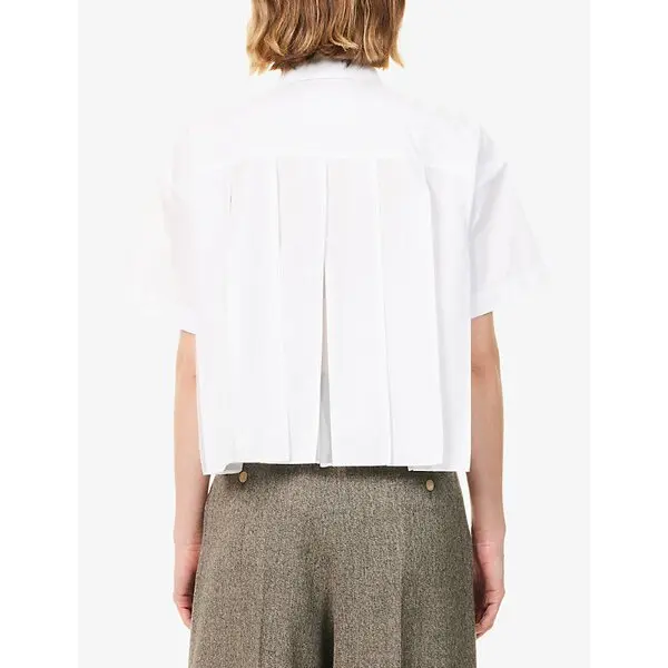 Sacai Pleated Boxy-cut Cotton Poplin Shirt
