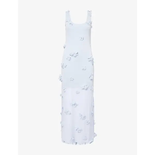 Simkhai Ivi Floral-appliqué Knitted Midi Dress - Periwinkle Sky