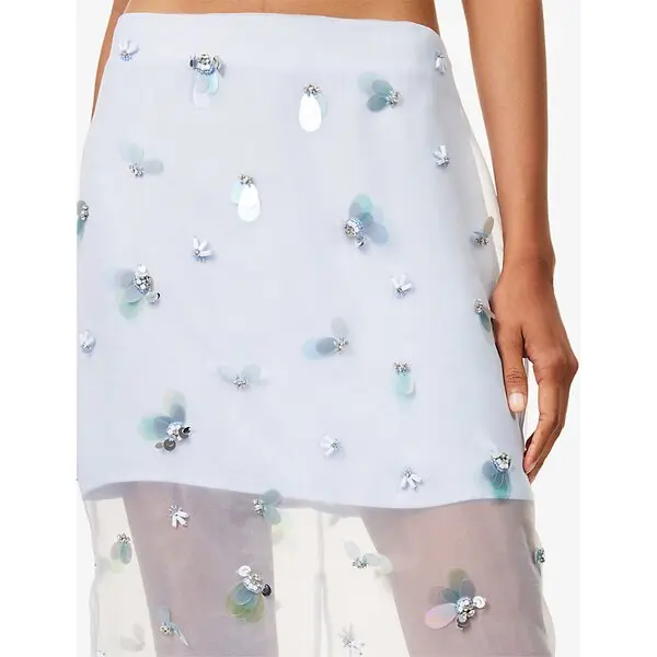 Simkhai Delilah Sequined Sheer Midi Skirt
