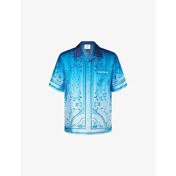 Casablanca Egyption Collar Silk Shirt - Blue