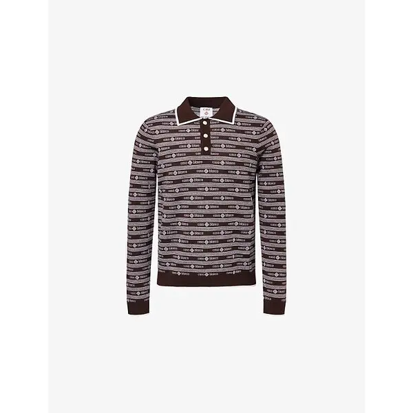 Casablanca Wordmark Long-sleeve Wool Polo Top - Brown