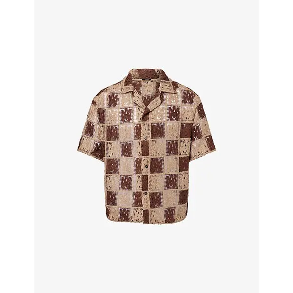 Amiri Check Lace Camp Crochet Shirt