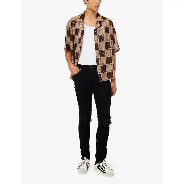 Amiri Check Lace Camp Crochet Shirt