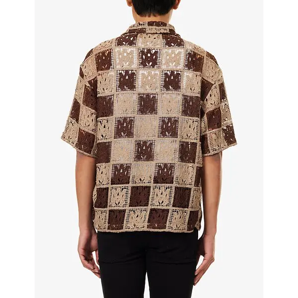 Amiri Check Lace Camp Crochet Shirt