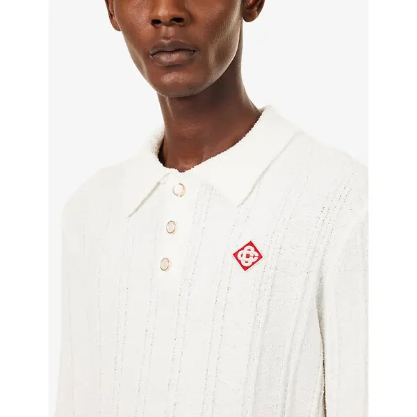 Casablanca Boucle Long Sleeve Cotton-blend Polo Shirt
