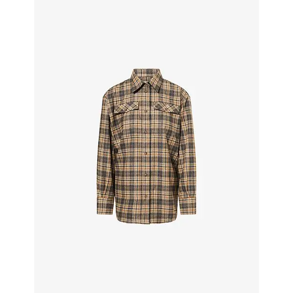 ROHE FRAMES Western Checked Wool-blend Shirt - Olive Check
