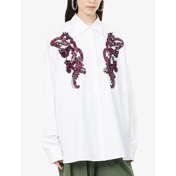 Dries Van Noten Casia Embroidered Cotton Shirt