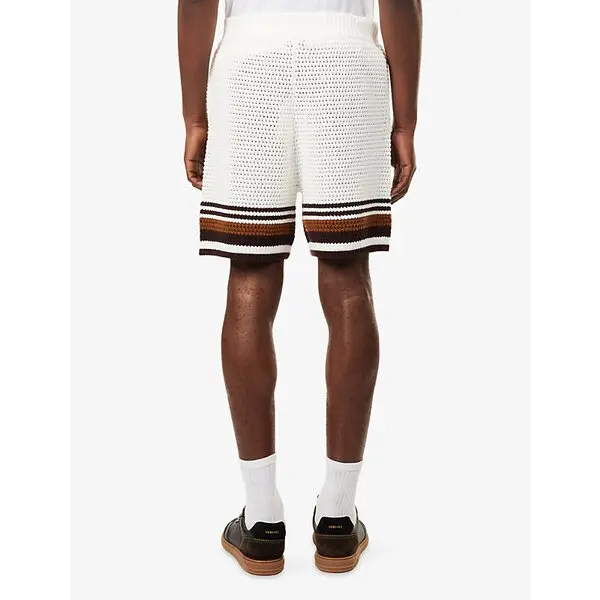 Casablanca Brand-print Crochet Cotton Shorts