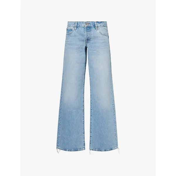 FRAME X Amelia Gray The Gray Mid-rise Wide-leg Denim Jeans - Dodger Offset Hem