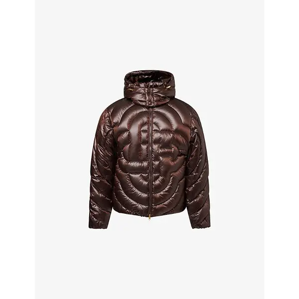 Casablanca Quilted Down Woven Puffer Jacket - Brown