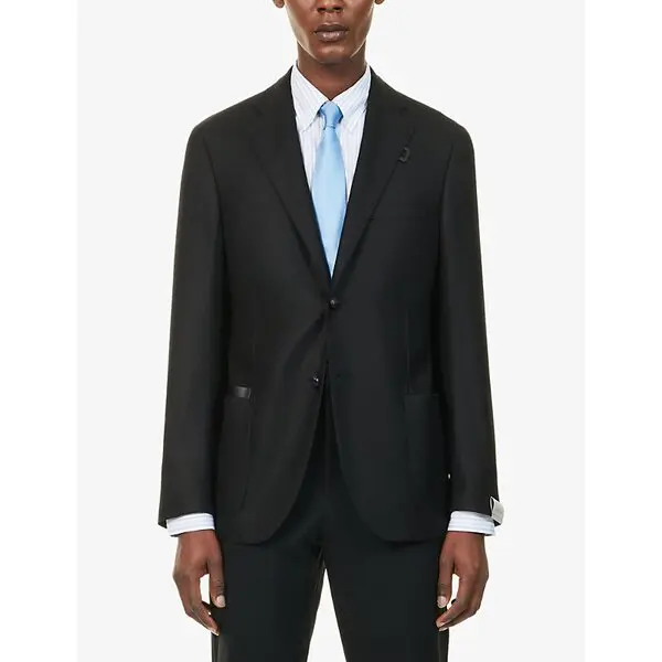 Corneliani Leather-tab Single-breasted Wool And Cashmere-blend Jacket