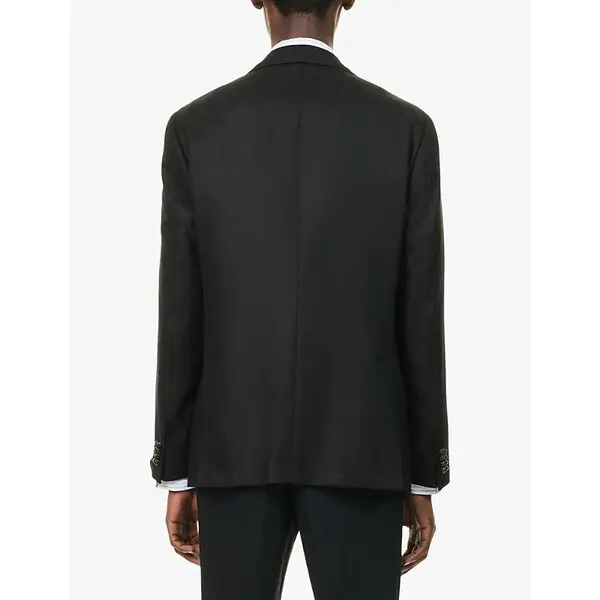 Corneliani Leather-tab Single-breasted Wool And Cashmere-blend Jacket