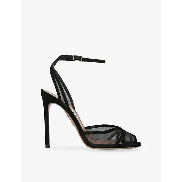 AQUAZZURA Shear 105 Suede Heeled Sandals