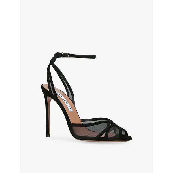AQUAZZURA Shear 105 Suede Heeled Sandals